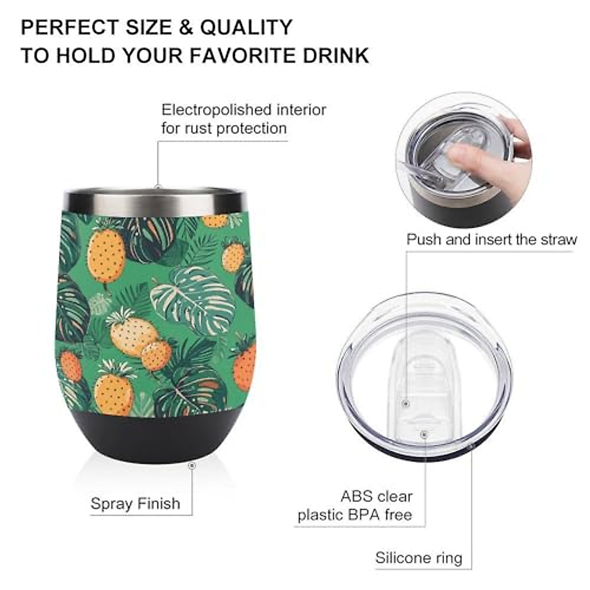 OPTKSNCU 304 Stainless Steel Insulated Cup with Lid, Tropical Scent Print Durable, And Easy to Clean – Ideal for Home, Office, And Gift Giving