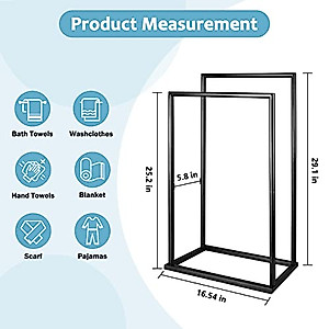 Towel Racks for Bathroom, 2 Tier Free Standing Towel Rack, Stainless Steel Towel Rack Stand for Bath Towel, Blanket Rack, Matt Black, DECLUTTR