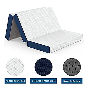 Inofia Folding Mattress 6 Inch, Queen Size Trifold Memory Foam Mattress with Soft Knitted Removable Cover for Pressure Relief, Medium Firm, Portable Folding Floor Mattress in a Box - 78”L x 58”W x 6”H