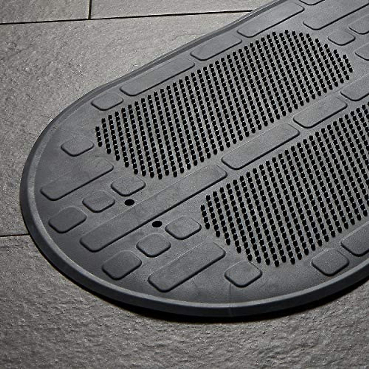 Medline Momentum Stand Steady Bath and Shower Mat with Exfoliating Foot Scrubber, Non Slip Bath Mat for Tub, Microban Protection, Gray