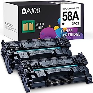 CF258A 58A Toner Cartridge with CHIP Remanufactured Toner Cartridge Replacement for HP 58A CF258A for Laserjet Pro M428fdw, M404n, M404dn, M428fdn (2 Black)