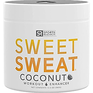 Sports Research Sweet Sweat Coconut Workout Enhancer Gel - Maximize Your Exercise & Sweat Faster - 13.5oz Jar