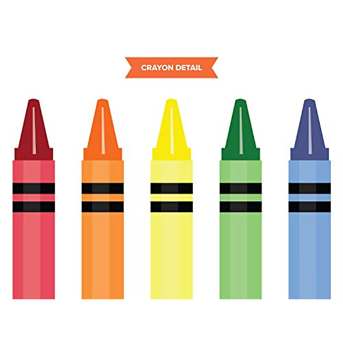 Sunny Decals Large Crayon Wall Decals - Set of 9 Removable Fabric Kids Wall Stickers (16 Inches Long)