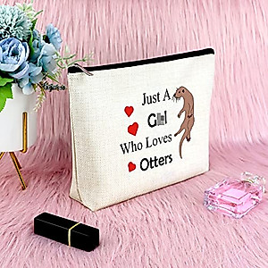 Otter Lover Gift for Women Makeup Bag Otter Gift for Teen Sea Otter Gift for Daughter Otter Themed Gift Otter Animal Lover Gift Cosmetic Bag Zookeeper Birthday Gift Christmas Gifts Zipper Travel Bag