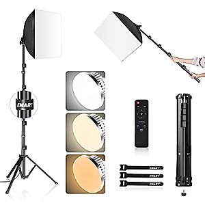 EMART Softbox Lighting Kit,16"X16" Soft Box and 3 Colors Temperature 3000-5500K 85W LED Light kit with Remote,Professional Softbox Photography Light Kit for Portrait,Video Recording, Filming(1PACK)