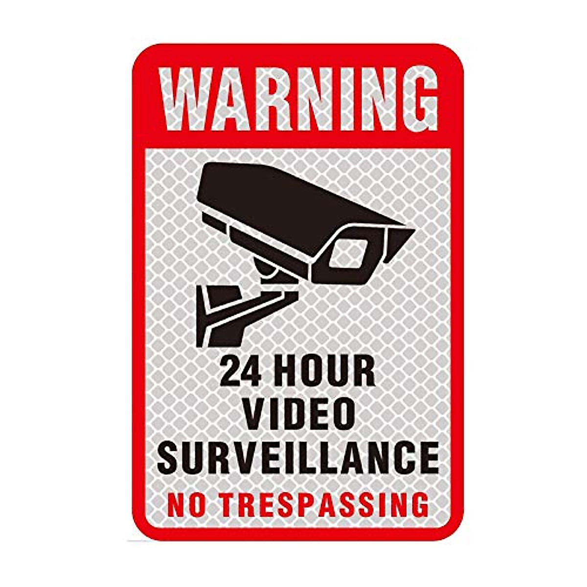 5 Pieces 24 Hours Video Recording Surveillance No Trespassing Sign Sticker. Self Adhesive 5.9 X 4 Inch, It Is Made of Reflective Film,Printed With UV Ink,Waterproof and Sunscreen, Not Fade.