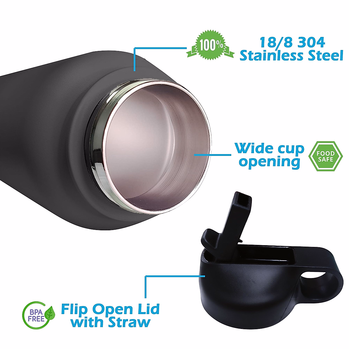 Personalized Kids Water Bottle for School, 18 oz Custom Name Insulated Water Bottles With Straw, Stainless Steel Reusable Waterbottle Gifts for Girls Boys Men Women - Color Clash