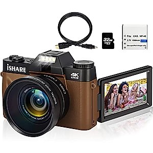 Digital Camera for Photography,Vlogging Camera for YouTube with WiFi 180° Flip Screen,16X Digital Zoom,Digital Camera for Kids and Adults with One Batteries,Wide-Angle Lens and 32GB Micro Card