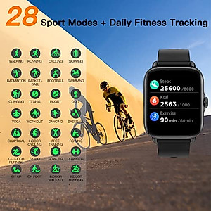 Smart Watch(Call Receive/Dial), Fitness Watch 28 Sport Modes, 1.7'' Smart Watches for Women Men with AI Voice Control Call/Text/Heart Rate/Sleep Monitor, Phone Smartwatch for Android iOS Phones