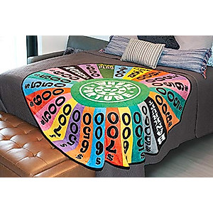 Wheel of Fortune Spin Wheel Soft Fleece Round Throw Blanket | Wheel of Fortune Gift Game Wheel Themed Warm Fleece Blankets | Measures Large 59 Inches in Diameter