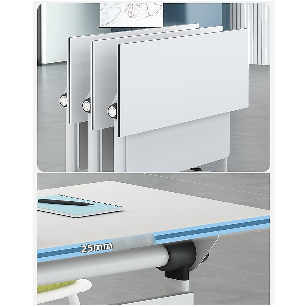 Folding Conference Table, Flip Top Mobile Training Table with Modesty,Storage Layer and Lockable Wheels,Wood Tabletop, Metal Frame (Color : A, Size : 120 * 40 * 75cm)