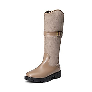 DREAM PAIRS SDBO221K Girls Knee High Buckle Fashion Riding Boots Little Kid/Big Kid Khaki Size 2