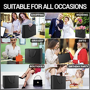 EUSOAR Gift Wrap Bags Bulk, 30pcs Black Heavy Duty Reusable Craft Handle Kraft Bags with 3 sizes, Recyclable Shopping Bags for Boutique, Grocery, Retail, Business, Party Favor, Birthdays