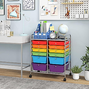 Giantex 12 Drawer Rolling Storage Cart Tools Scrapbook Paper Office School Organizer