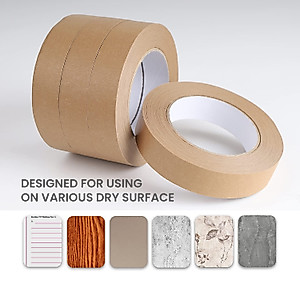 Lichamp 4 Pack Brown Painters Tape 1 inch, Brown Masking Tape 1 inch x 55 Yards x 4 Rolls (220 Total Yards)