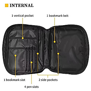 COEQINE Bible Case Bible Cover Zipper Pencil Bag Bible Bag Bible Holder Gift for Women Men,Print Cute Cat Black