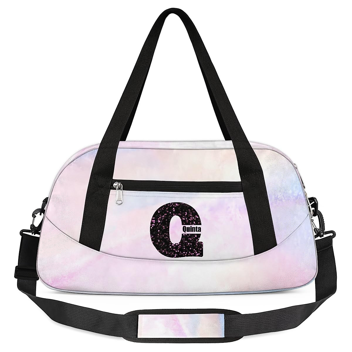 Personalized Gym Bag for Girls Teens, Custom Dance Bag Overnight Small Duffel Bag Carry On Weekend Sports Travel Bag for School Practice Gymnastics Ballet, Gradient Star Spots-Q