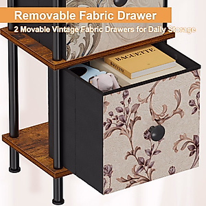 Sunghome Bookshelf, 6-Tier Bookcase with 2 Drawer, Narrow Bookshelves for Bedroom, Living Room, Free Standing Book Shelf Storage Organizer for Books, CDs, Rustic Brown