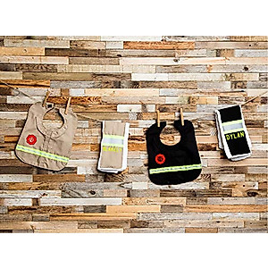 FIS Firefighter Personalized Tan Baby Burp Rag and Bib Set