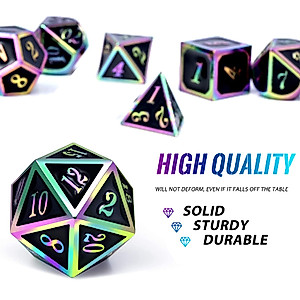 Mental DND Dice Set, D and D Dice Set, Dungeons and Dragons Dice Set with Case, D&D Dice, Dice DND, D4, D6, D8, D10, D12, D20 (Black)