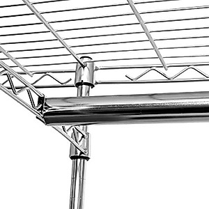 Seville Classics Double-Rod Expandable Clothes Rack System Closet Organizer, 58" to 83" W x 14" D x 72", Chrome