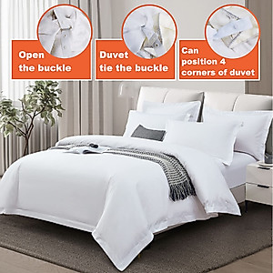 VEJESIME Duvet Cover Set, 3 Sided Zipper Duvet Cover, 100% Cotton Duvet Cover 3 Pieces with one Duvet Cover,Two Pillowcase, Triple-Zip System for Simple Changing Duvet Cover (King+2pillw Shams)