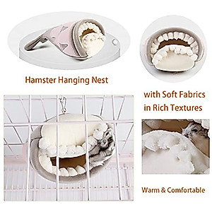 CooShou Hamster Sleeping Bed Small Animal Hanging House Sugar Glider Shark Hideout Cave Guinea Pig Cozy and Warm Sleep Nest Bag Cage House for Squirrel Chinchilla Hedgehog Ferret (Grey)