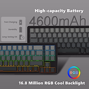 Womier S-K71 75% Gaming Keyboard, Aluminum Alloy Shell Wireless Mechanical Keyboard Bluetooth/2.4G/Wired Hot Swappable Pre-lubed Switches, Gasket Mounted RGB Creamy Keyboard for Mac/Win, Black