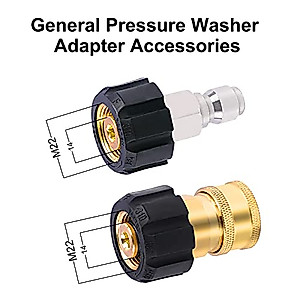 Heliwoo Pressure Washer Adapter Set, M22 14mm to 3/8 inch Quick Connect and Disconnect Fitting, 4500PSI Pressure Washer Hose/Gun Thread Kit