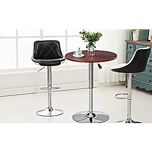 Yaheetech Height Adjustable Round Pub Table Counter Bar MDF Top Table 360 Degree Swivel Bar Tables Tall Cocktail Tables Bistro Table, Mahogany