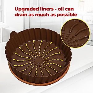 Dr.KYS Silicone Air Fryers Liners, Set Of 2, 8 Inch UPGRADED Eco-Friendly & Reusable Air Fryer Liners, Durable Heat Resistant, Easily Cleaning Silicone Air Fryer Basket