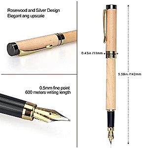 Ayiaren Best Wood Fountain Pen with 8 Ink and Gift Box, Wooden Ink Pen Fancy Vintage Fountain Pen Writing Nib Pen Calligraphy Pens Fountain Pen