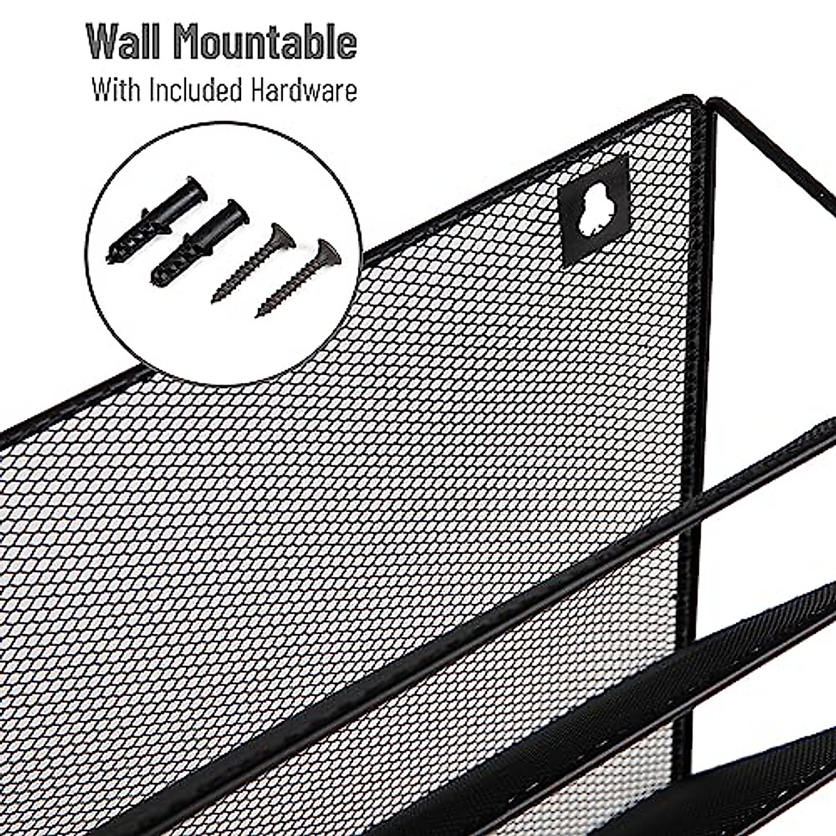 Mind Reader Vertical File Storage, 12.75 (L) x 4.25 (W) x 16 (H) inches, Black