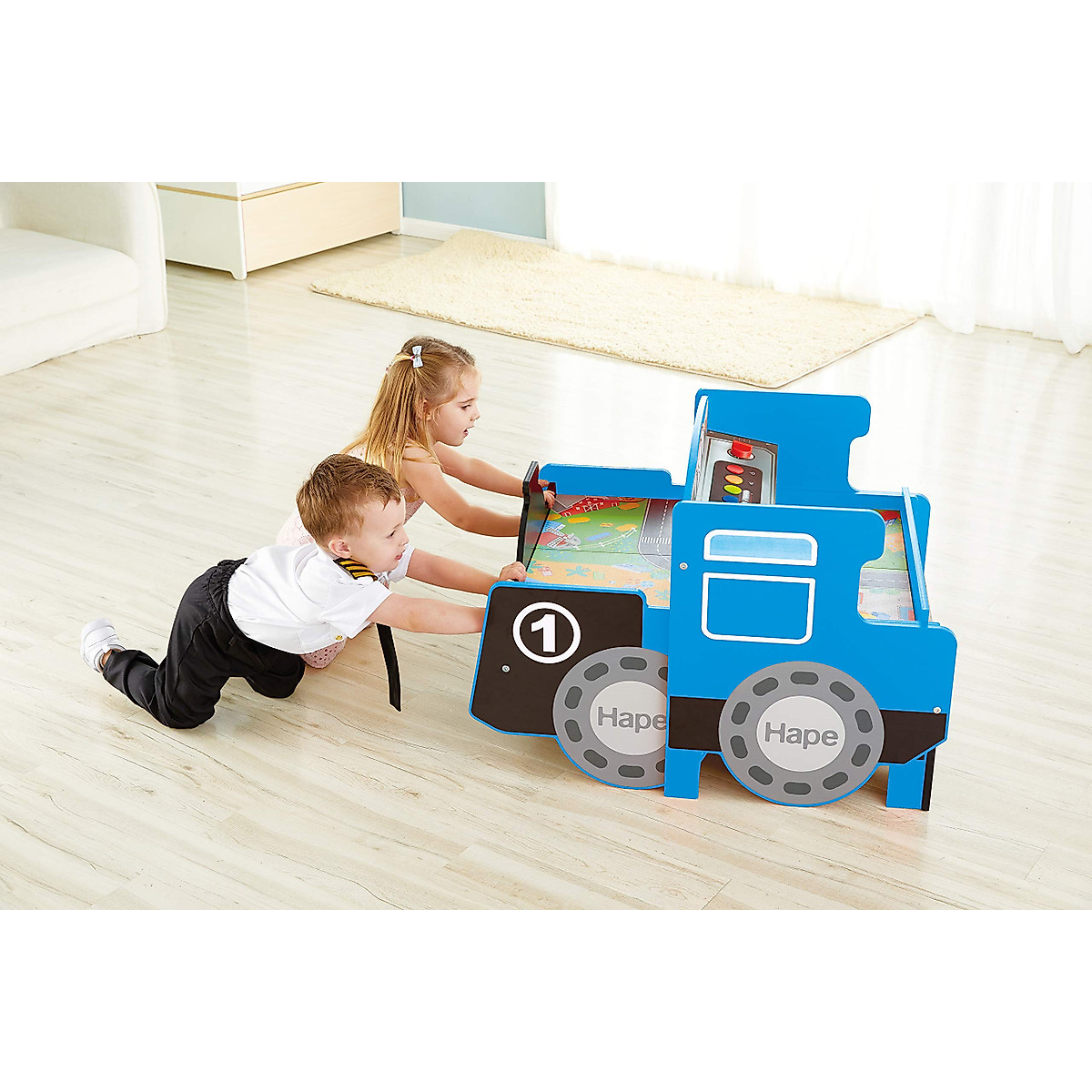 Hape Wooden Blue Foldable Ride-on Train Table