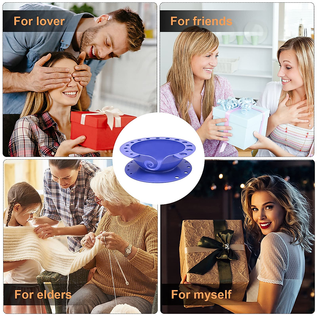 BCMRUN Yarn Bowl Large Knitting Bowl Holder with Crochet Hooks Hole Holder,Knitting Flat Bottom Wool Balls Storage Organizer Yarn Storage Bowl for Women Crocheting Knitting Mother's Day Christmas Gift