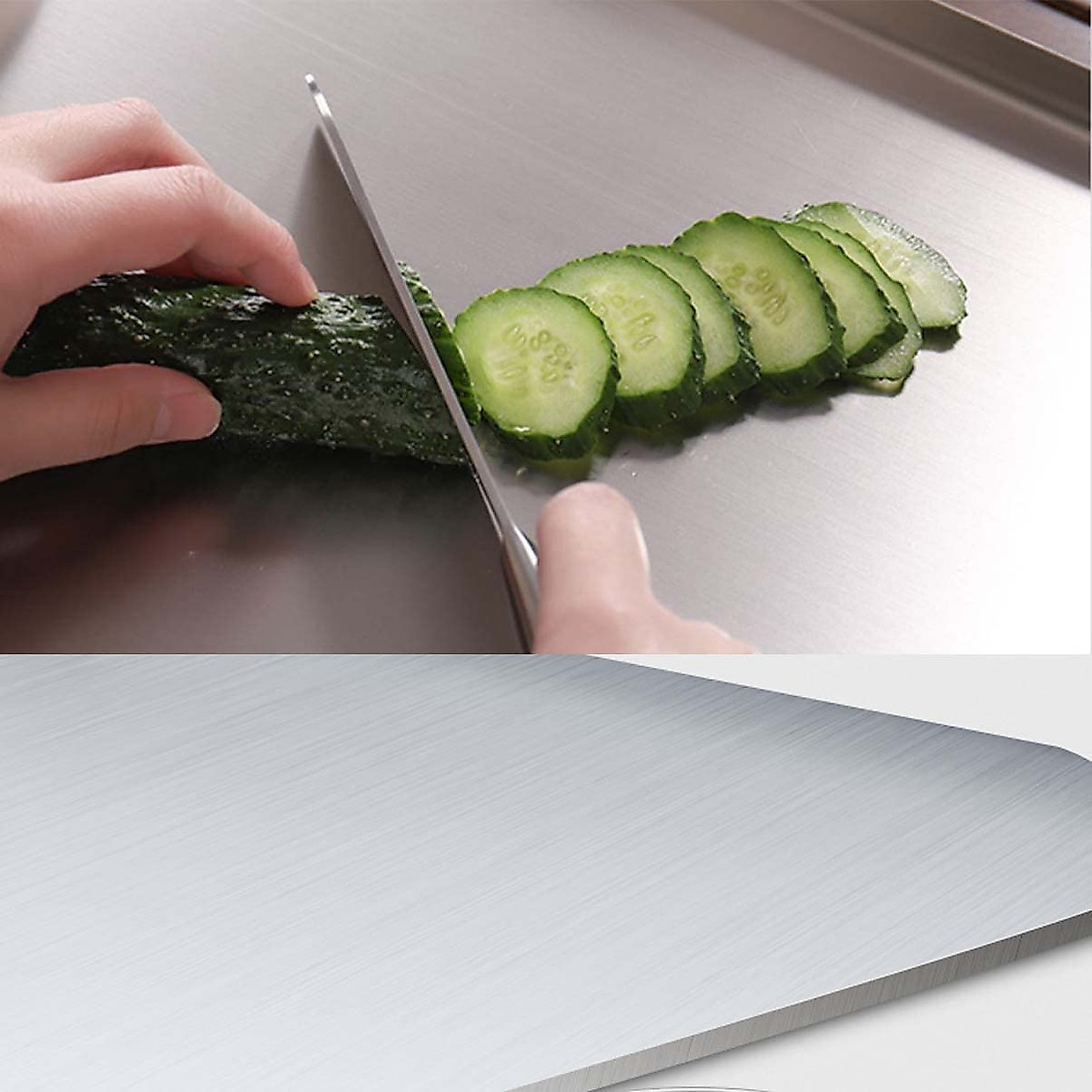 Kitchen Pastry Board Stainless Steel Chopping Board with Lip Double Sided Chopping Board Easy To Clean Non-Slip 'L' Shape for cutting cheese,slicing pizza (23.6 * 23.6in(60 * 60cm),Thick:2mm)