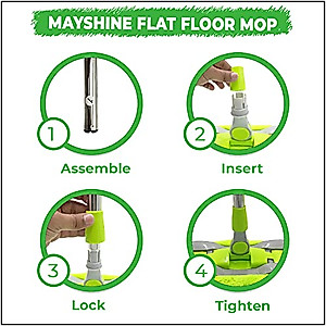 ITSOFT Microfiber Hardwood Floor Mop - Stainless Steel Handle with Extension and 5 Reusable Mop Pads, for Wet or Dry Floor Cleaning, Green