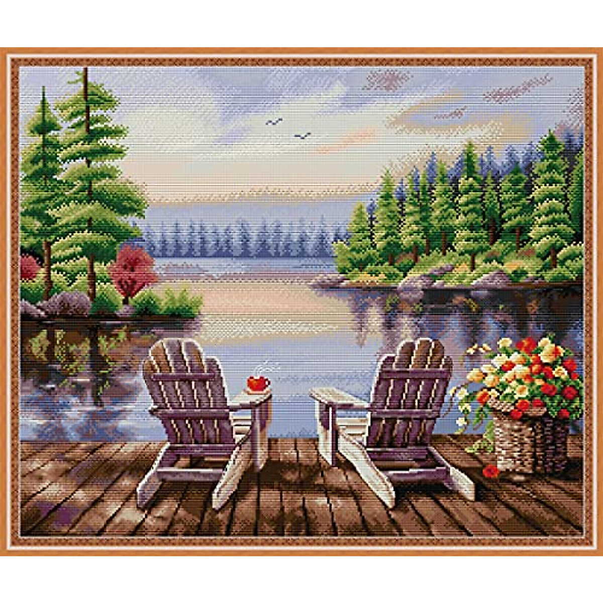 Maydear Cross Stitch Kits Stamped Full Range of Embroidery Starter Kits for Beginners DIY 11CT 3 Strands - Rest 29.13×24.80 inch