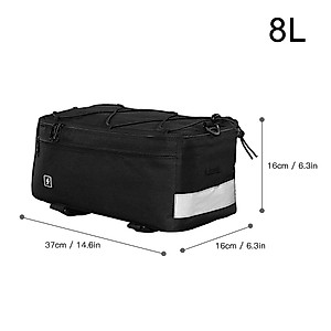 LIXADA Insulated Trunk Cooler Bag for Warm or Cold Items, Bicycle Rear Rack Storage Luggage, Reflective Cycling Mountain Bike Bike Pannier Bag, 8L