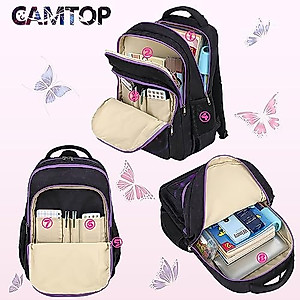 CAMTOP Backpack for Kids Girls School Backpack with Lunch Box Preschool Kindergarten BookBag Set (Y0058-2 Galaxy)