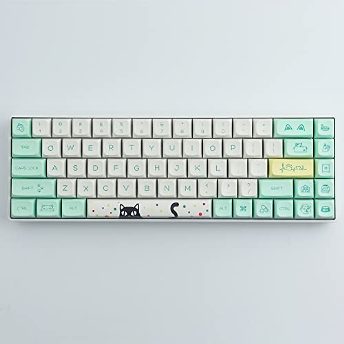 Hyekit PBT Keycaps 130 Keys Cat Keycaps Dye-Sublimation Cute Keycaps XDA Profile Custom Keycaps for Cherry Gateron MX Switches Mechanical Keyboards