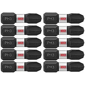 BOSCH ITPH3105 5-Pack 1 In. Phillips #3 Impact Tough Screwdriving Insert Bits
