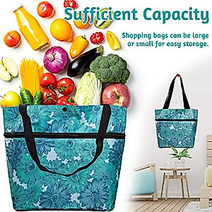 Foldable Shopping Bag with Wheels, Collapsible Portable Trolley Bags, Tote Grocery Bags Shopping Cart