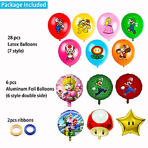 34pcs Balloons for Birthday Party Decorations Birthday Party Supplies Balloons Arch Mario Bros Balloons Party Decor.