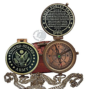 WOANIN U.S Army Gift, U.S Air Force, Engraved Navy Compass, Navy Gift, Navy Brass Compass, Retirement Gift, Personalized Compass, Antique Compass (U.S Army)