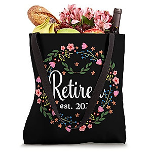 Retired est. 2023 Retiree Cute Flower Floral Retirement Tote Bag