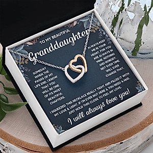 FG Family Gift Mall Granddaughter Gifts From Grandma and Granddaughter Birthday Message Card Necklace From Grandmother or Grandpa Jewelry Charm Present with Message Card and Gift Box, Stainless