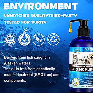Salmon Oil for Dogs & Cats, Omega 3 Fish Oil for Dog's Skin and Coat, Natural EPA + DHA Fatty Acids for Joint Function, Immune & Heart Health, Wild Alaskan Salmon Oil 250ml for All Ages & All Breeds.