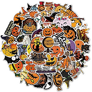 Gakece Halloween Stickers 50 pcs Witch Pumpkin Skeleton Stickers,Vinyl Waterproof Stickers for Kids Teens Adults Gift Halloween Decorations Party Supplies
