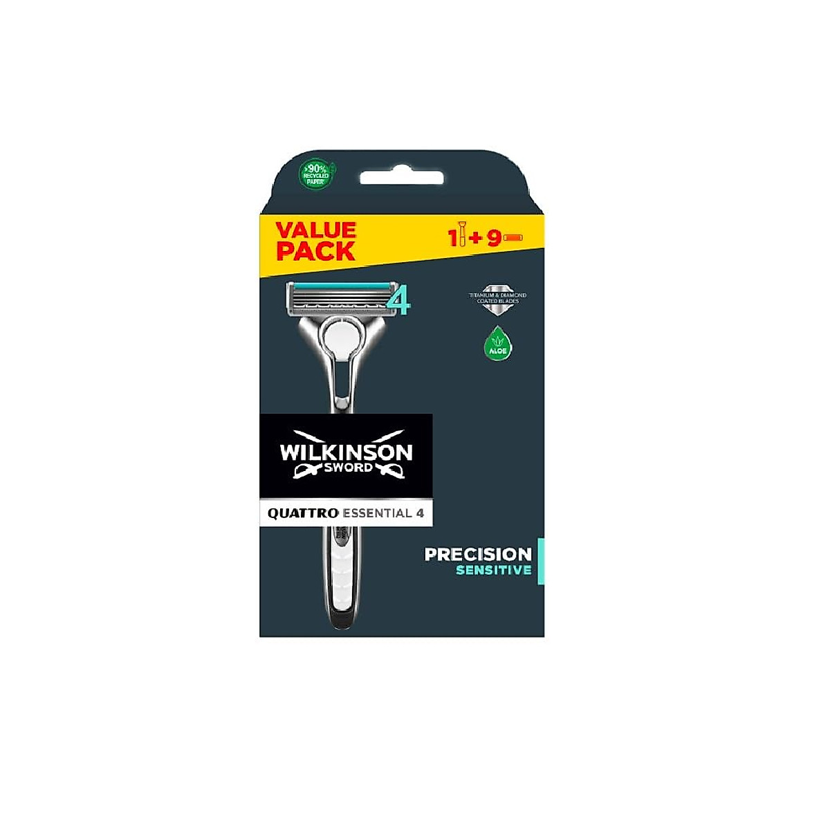 Wilkinson Sword Quattro Titanium Sensitive Razor Blades - Pack of 8 Blades